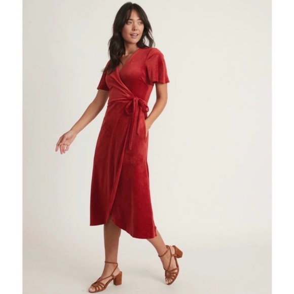 Marine Layer | Dresses | Marine Layer Red Midi Wrap Dress | Poshmark